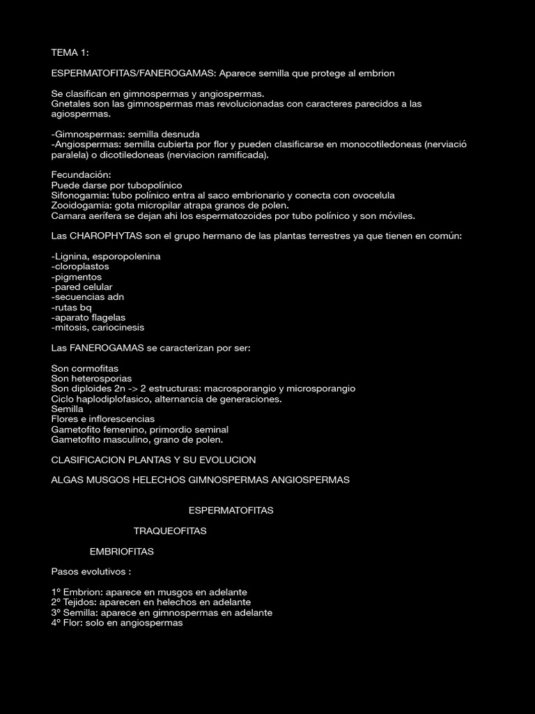 T1 Fane Repaso PDF | PDF | Embrión | Plantas