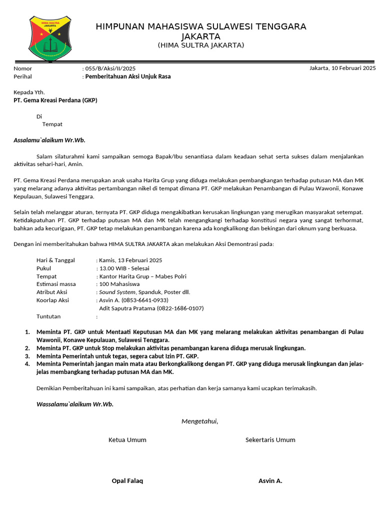 Aksi Hima Sultra Jkt | PDF