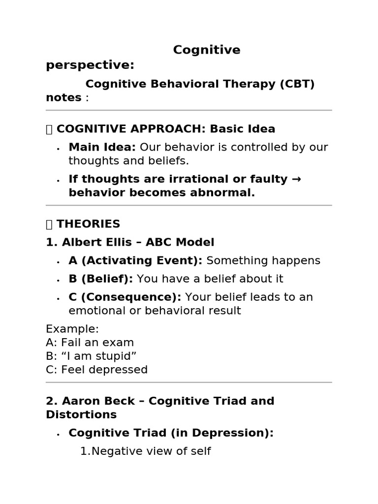 Cognitive Perspective Samreen | PDF | Cognitive Therapy | Cognitive ...