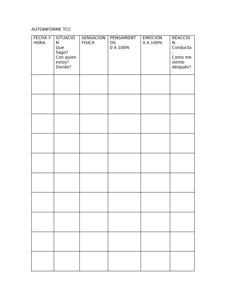 Autoinforme TCC: Reflexiones Diarias | PDF