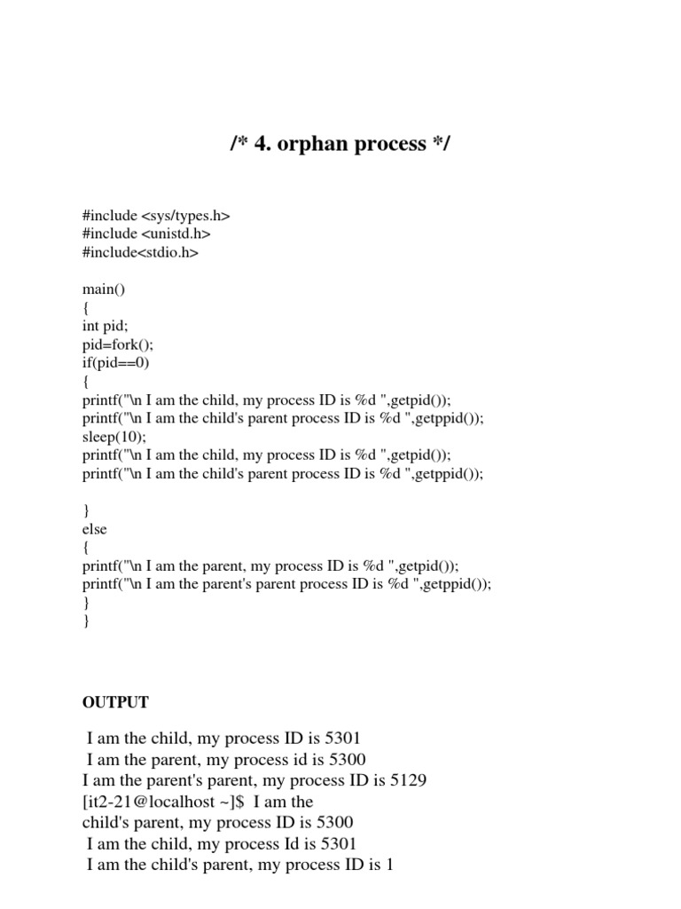 Understanding Orphan Processes in C | PDF | Computers