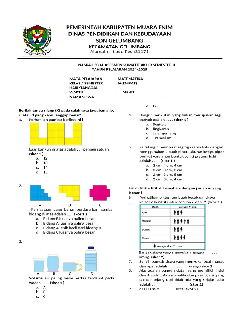 Soal Matematika Kelas 4 SMT 2 | PDF