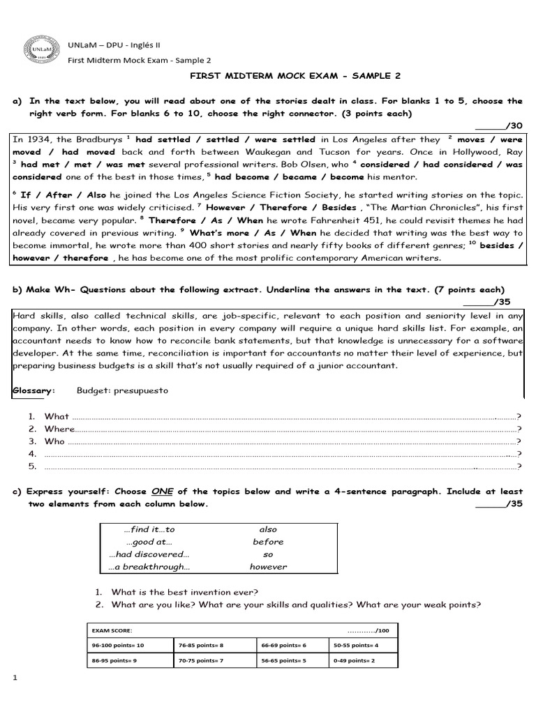 902 - Mock Exam Modelo 2 + Key - Publicado en Miel | PDF | Chess ...
