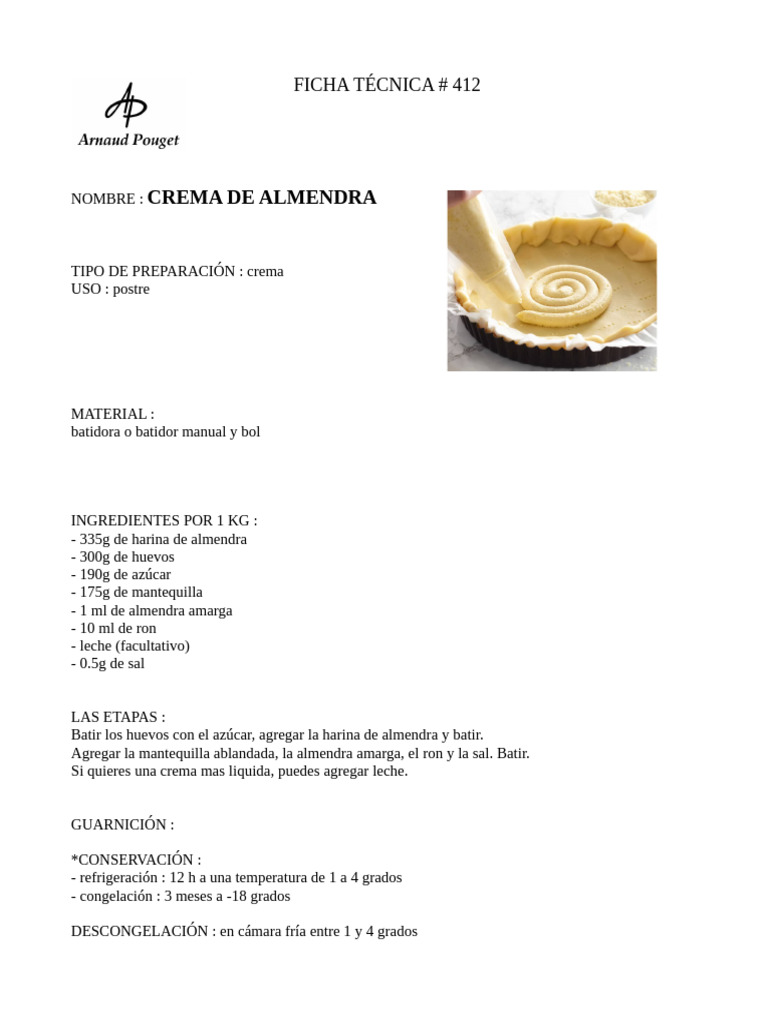 FT#412 Crema de Almendra | PDF