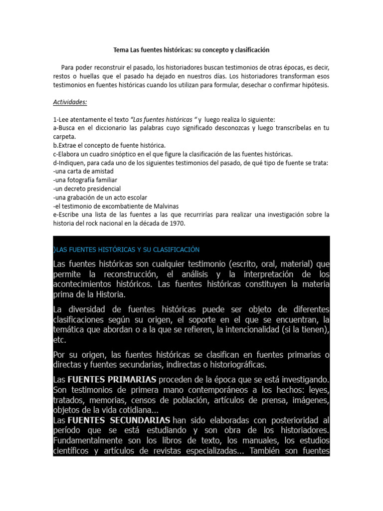 Clase de Historia Fuentes Historicas | PDF | Testimonio | Hipótesis