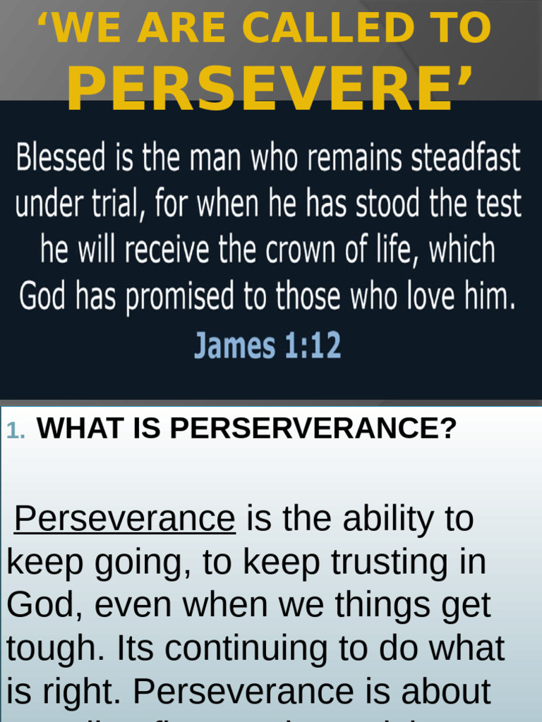 We Are Called To Persevere' | PDF