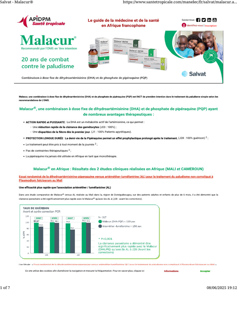 Posologie de Malacur® pour adultes | PDF | Paludisme