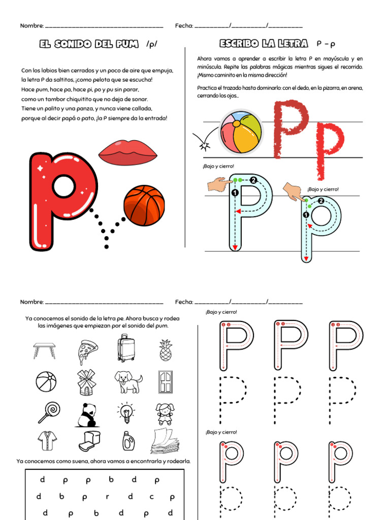 Actividades para aprender la letra P | PDF | Sílaba