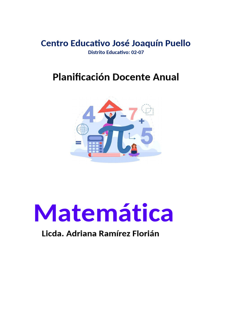 Plan Anual de Matematica1ro | PDF | Pensamiento | Maestros