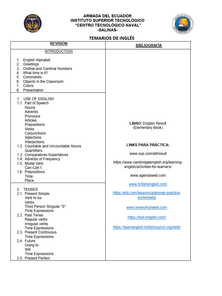 Temarios Inglés - Esgrum - Esdeim | PDF | Verb | English Language