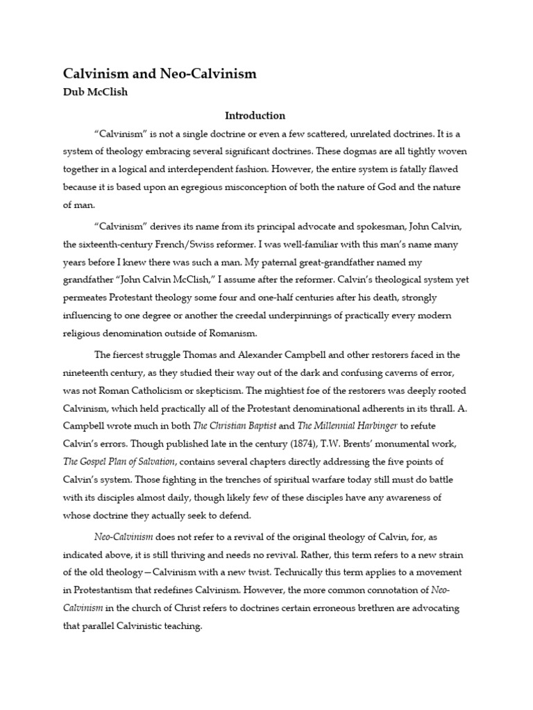 Calvinism and Neo Calvinism | PDF | Grace In Christianity | Predestination