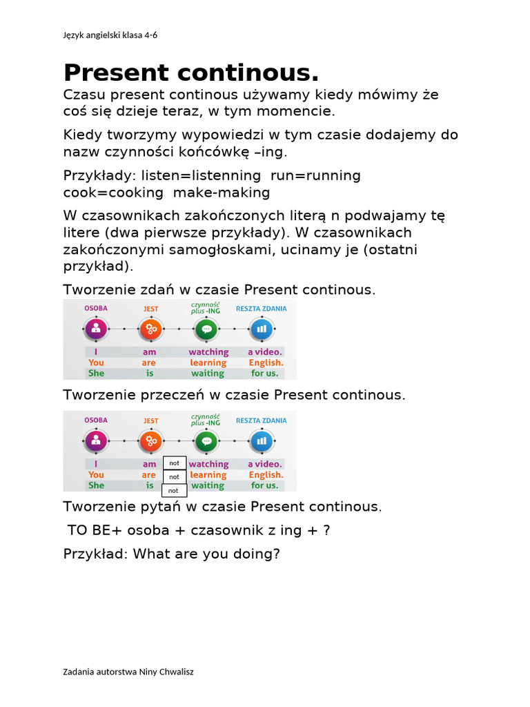 Present Continous Notatka | PDF