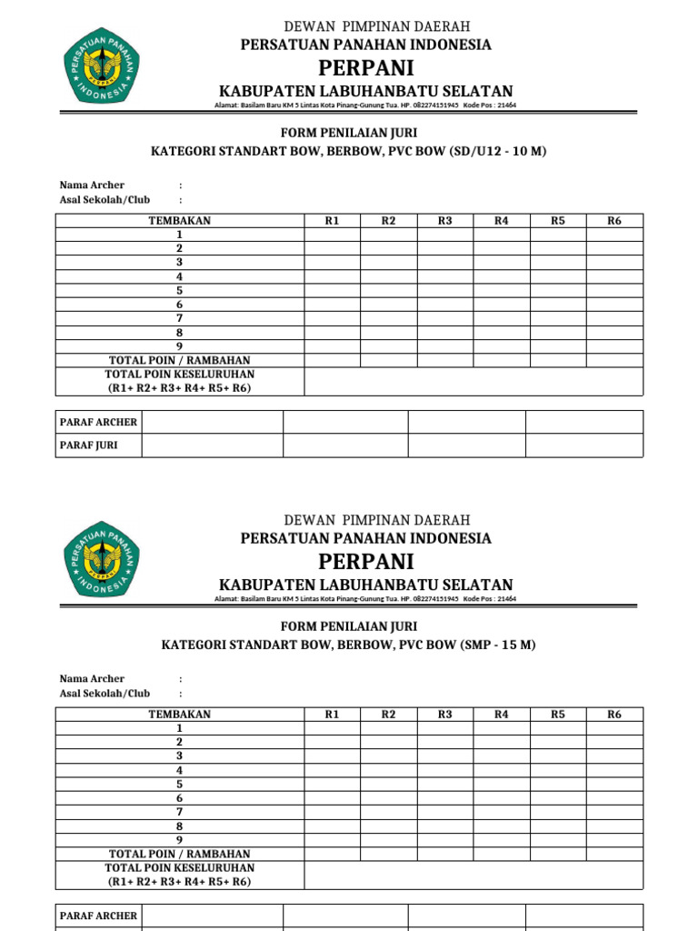Form Penilaian Juri | PDF