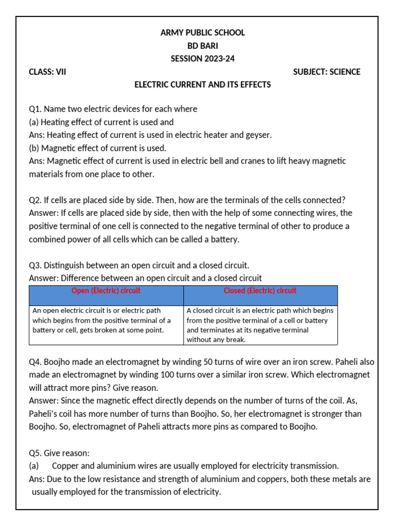 Electric Current and Its Effects (7th) | PDF | Wire | Electricity