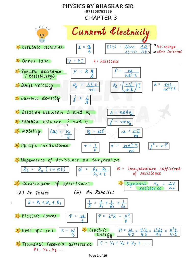PYQ Chapter 3 Current Electricity | PDF | Electrical Resistivity And ...