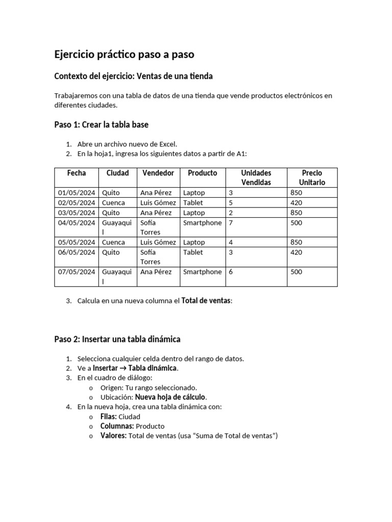 Ejercicio Práctico Tabla - Dinamicas | PDF
