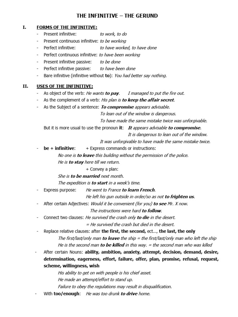 Infinitive Gerund Lesson | PDF | Verb | English Language