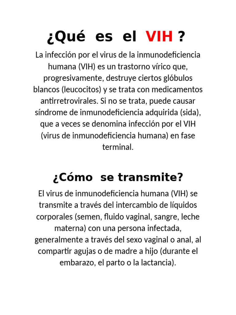 Cómo se contagia el VIH y su prevención | PDF | VIH | VIH / SIDA