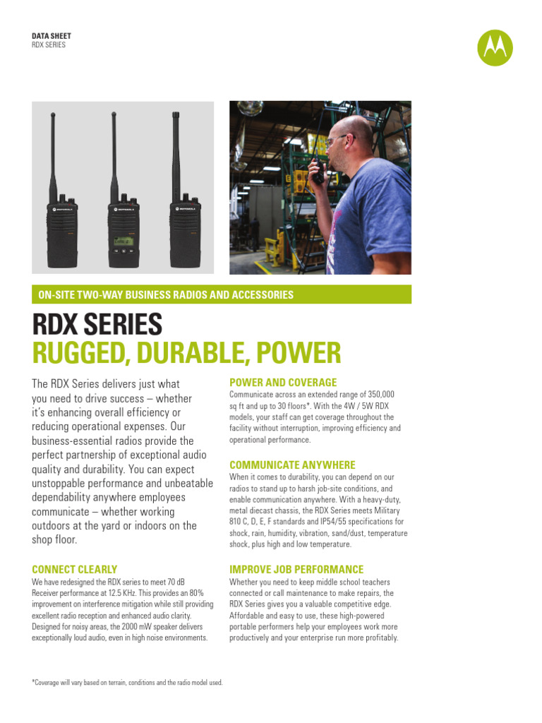 RDX Portable Radio Data Sheet | PDF | Hertz | Ultra High Frequency