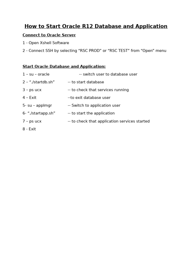 How To Start Oracle EBS R12 Database and Application | PDF