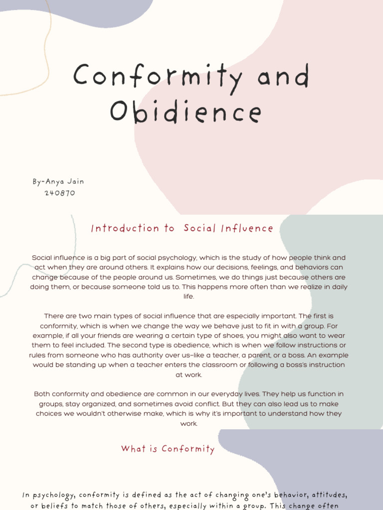 Conformity and Obidience | PDF | Conformity | Group Processes