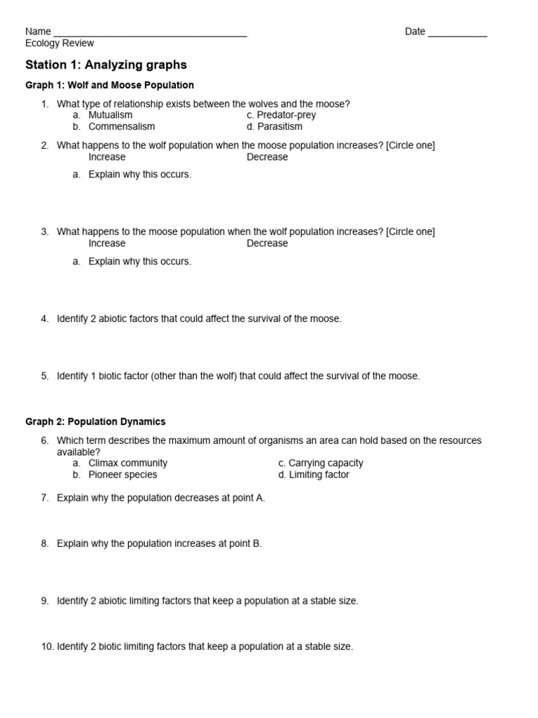 Ecology Review Stations Packet | PDF | Coral Reef | Ecosystem