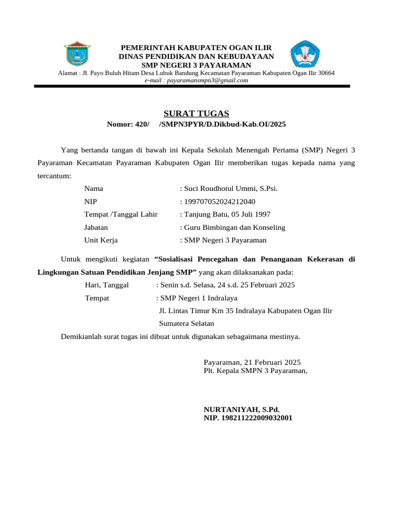 Surat Tugas Dan Biodata Kegiatan | PDF