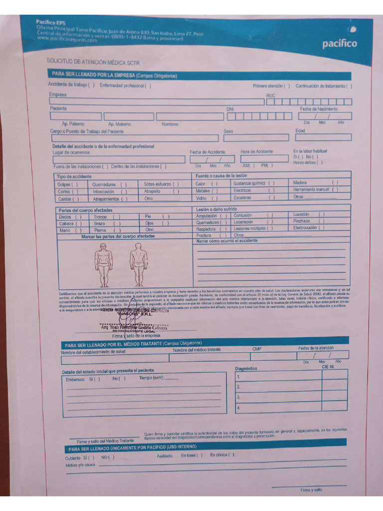 Hojas de Atencion SCTR | PDF