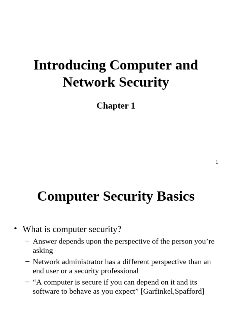 CH01 - Introducing Computer and Network Security | PDF | Security | Computer Security