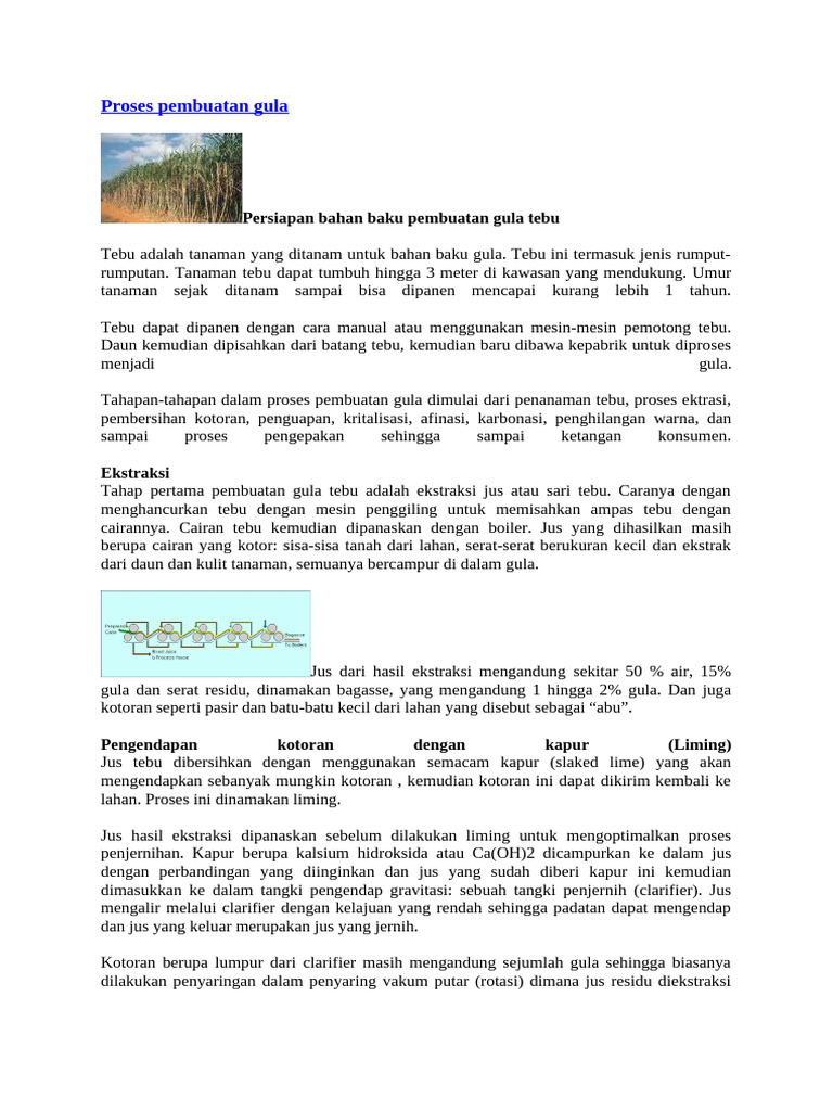 Proses Pembuatan Gula | PDF