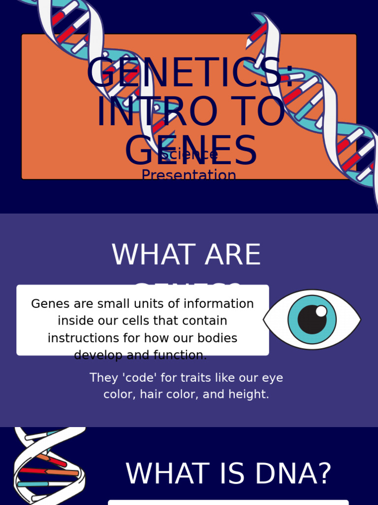 Genetics and Genes Science Presentation in Blue Orange Flat Graphic ...