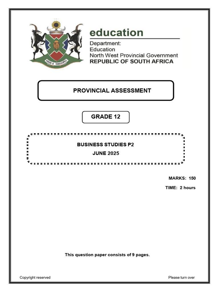 Grade 12 Business-Studies p2 10 June 2025 | PDF | Insurance | Interest