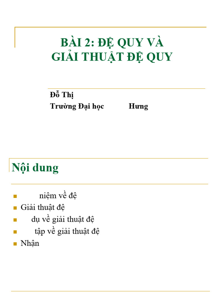 Bai 2 - de Quy Va Giai Thuat de Quy | PDF