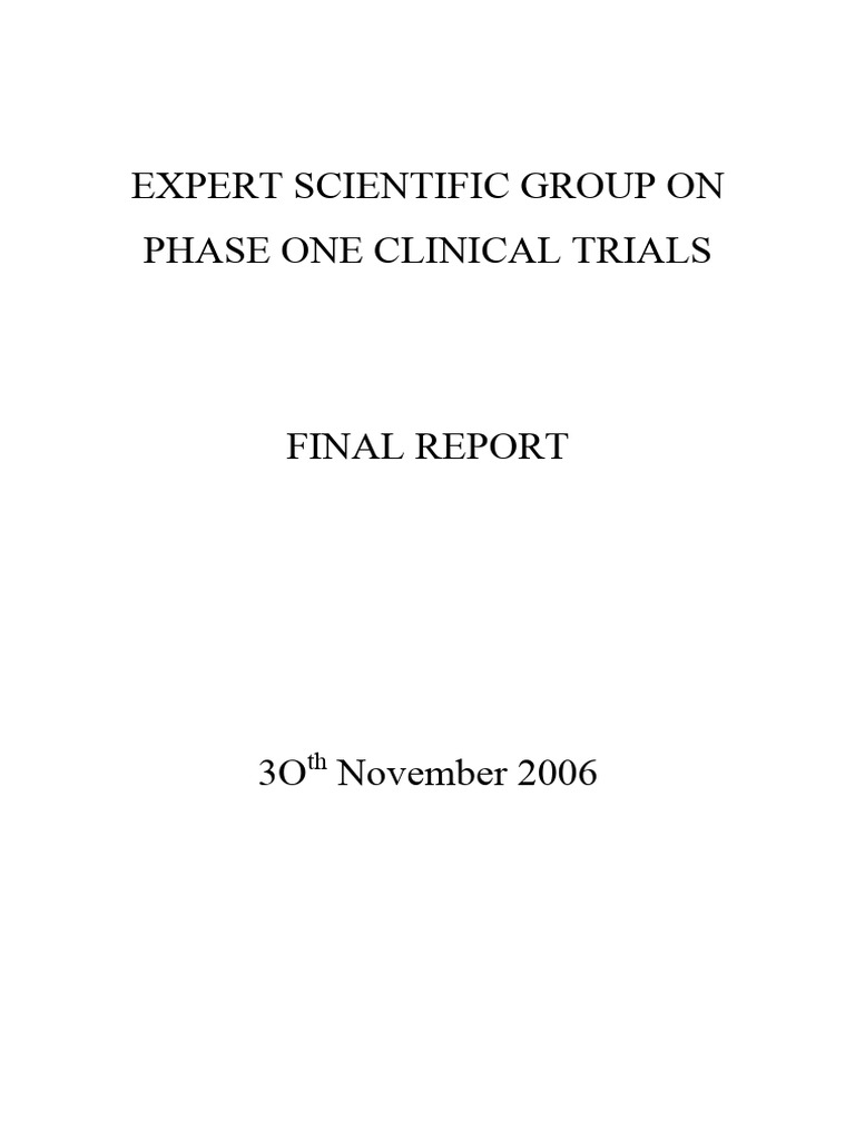 Expert Scientific Group on Phase One Clinical Trials ... | PDF | T ...