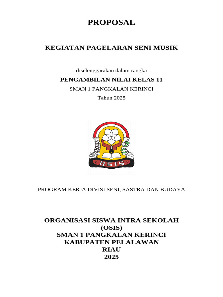 Proposal Pentas Seni Kelas 11 | PDF