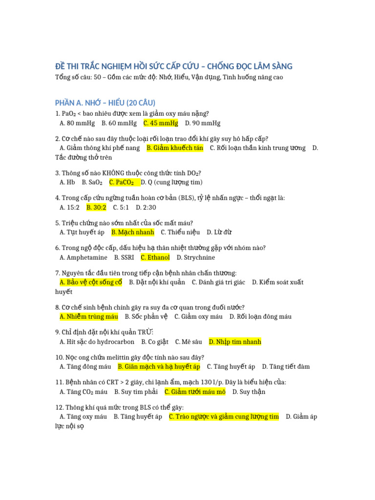 De Thi Trac Nghiem HSCC Hoanthien | PDF