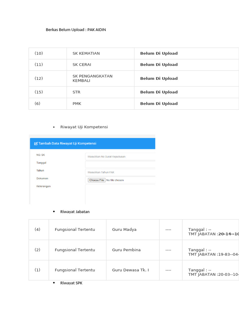 Berkas Upload Belum Lengkap PAK AIDIN | PDF
