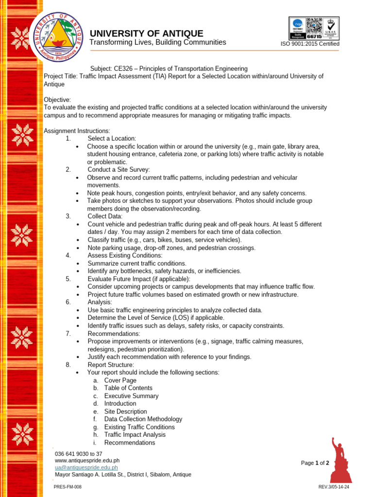 CE326 - Traffic Impact Assessment Report | PDF | Traffic | Land Transport