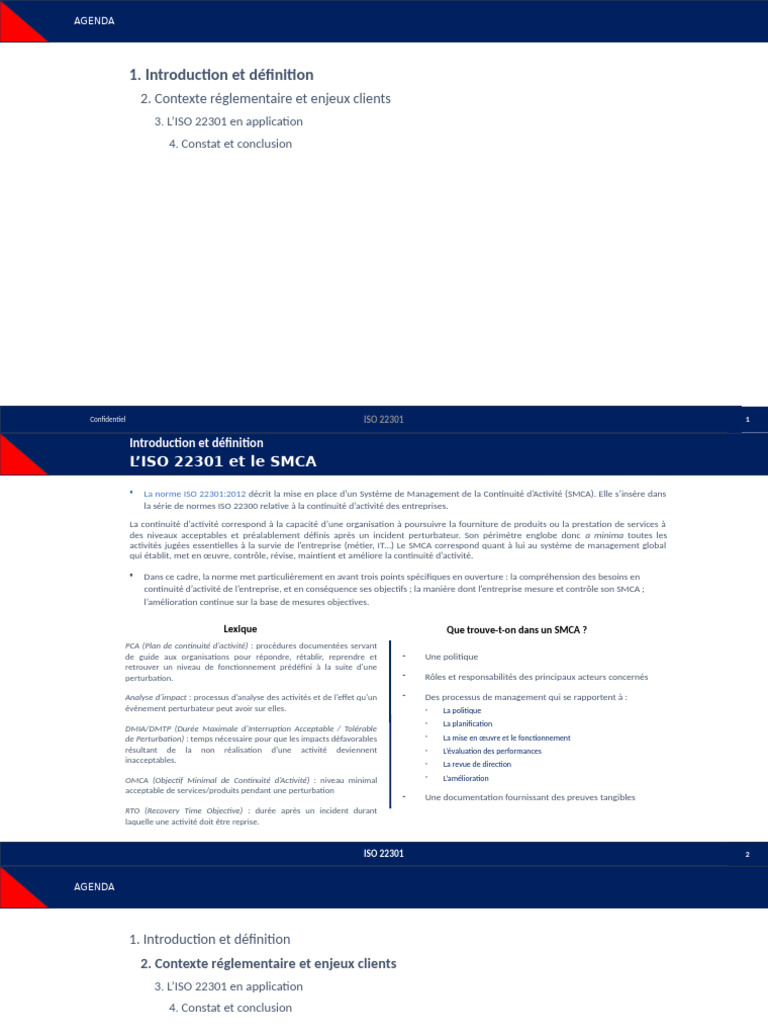 Présentation ISO 22301 | PDF | Risque | Gestion des risques