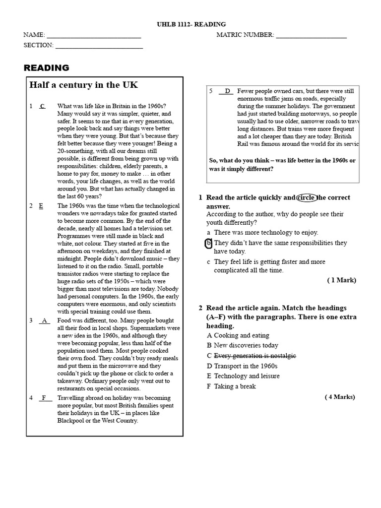 Reading Practice 2 | PDF