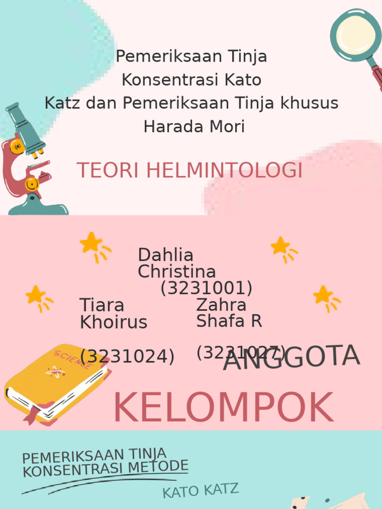 Kelompok 12 - Pemeriksaan Tinja Konsentrasi Metode Kato Katz Dan Teknik ...