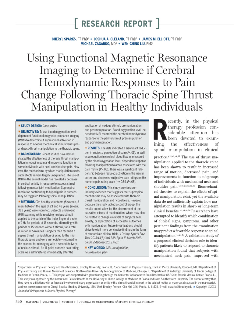 Using Functional Magnetic Resonance Imaging To Determine If Cerebral ...