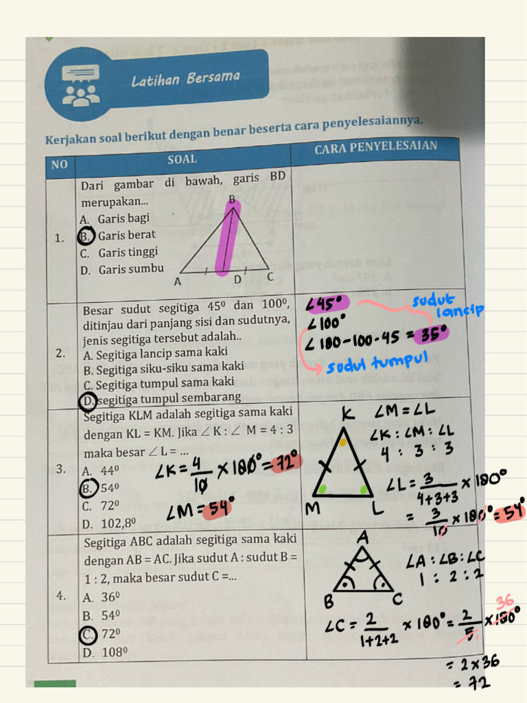 Latihan 1 Bab Segitiga & Segi Empat | PDF