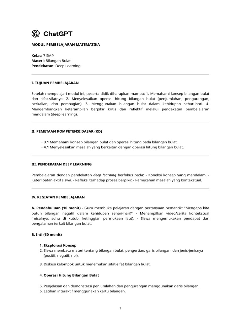 Modul Bilangan Bulat | PDF