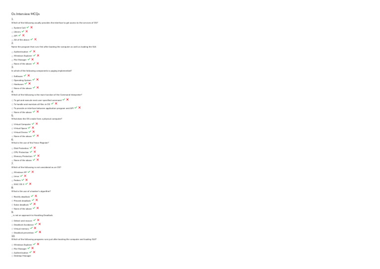 10 Operating System Interview Questions (2025) - Interviewbit | PDF