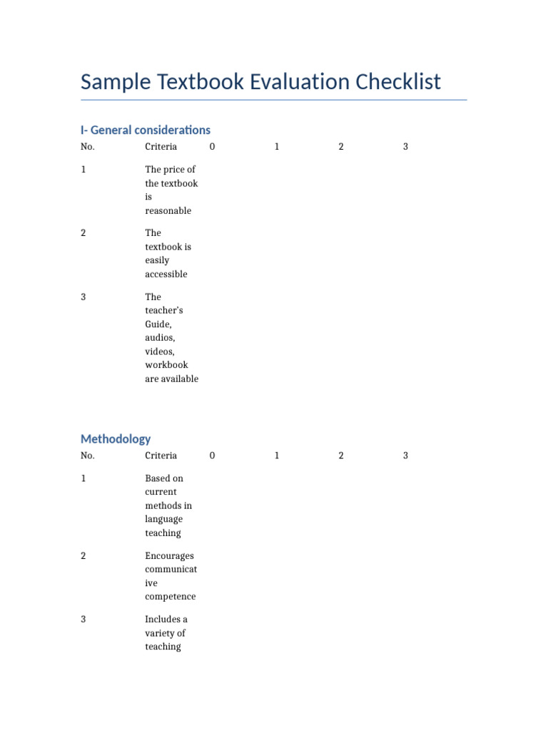 Completed Textbook Evaluation Checklist | PDF | Textbook | Pedagogy