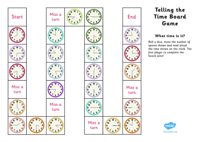T N 5080 Telling The Time Board Game KS1 O Clock Half Past Quarter To ...