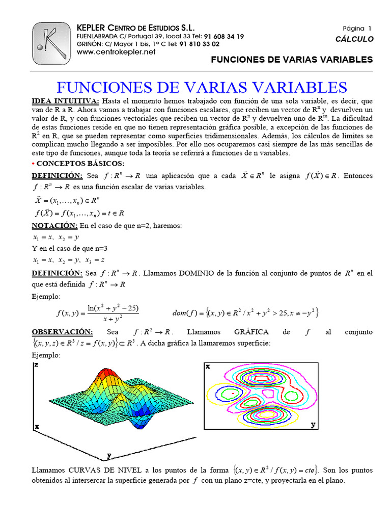 Funciones de Varias Variables | PDF | Derivado | Función (Matemáticas)