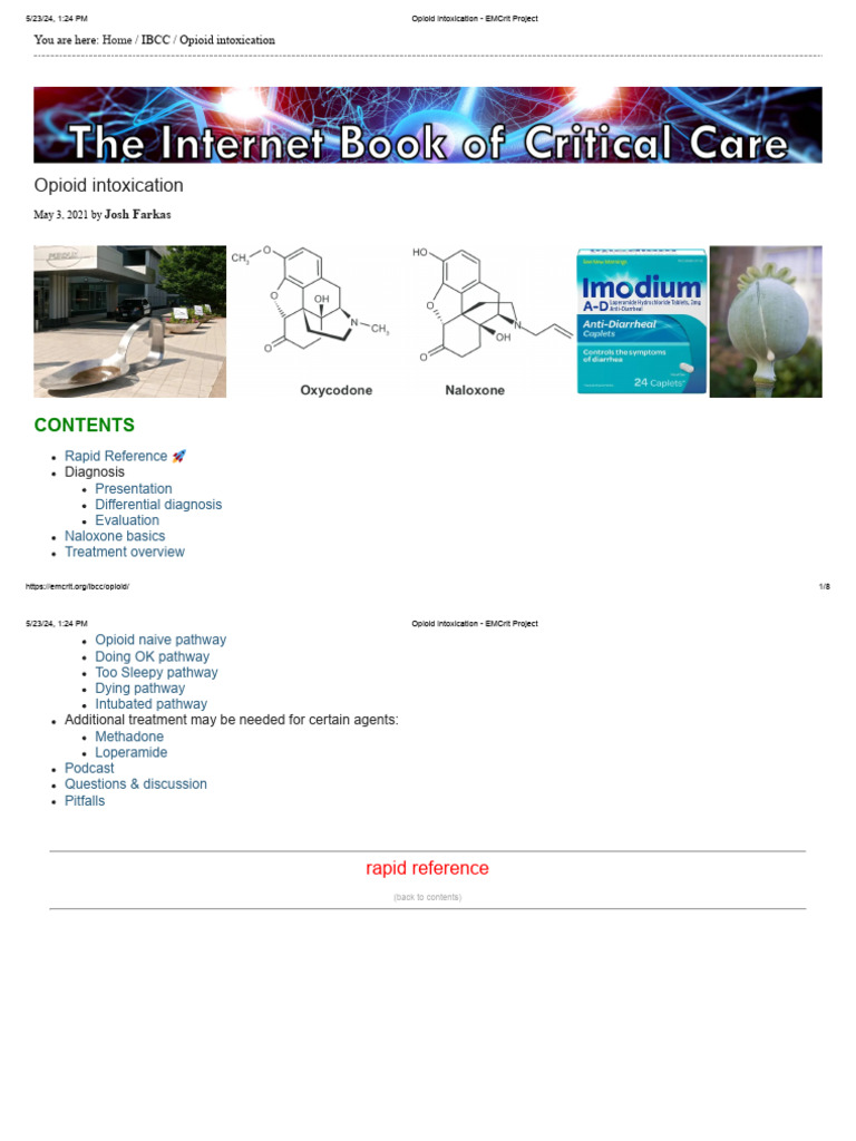 Opioid Intoxication - EMCrit Project | PDF | Opioid | Medical Specialties
