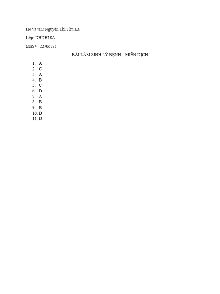 Bài Làm Sinh Lý Bệnh - Miễn Dịch-compressed | PDF